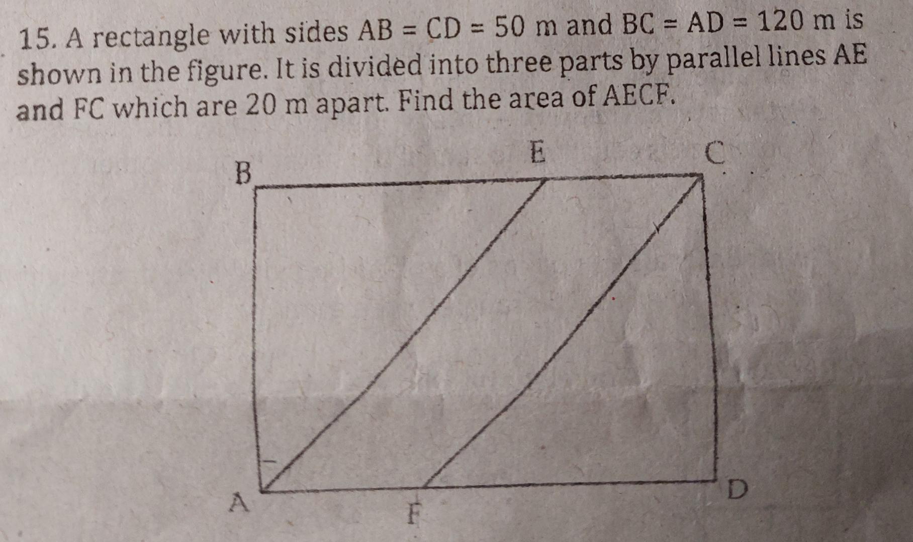 Solved A rectangle with sides AB=CD=50m ﻿and BC=AD=120m ﻿is | Chegg.com