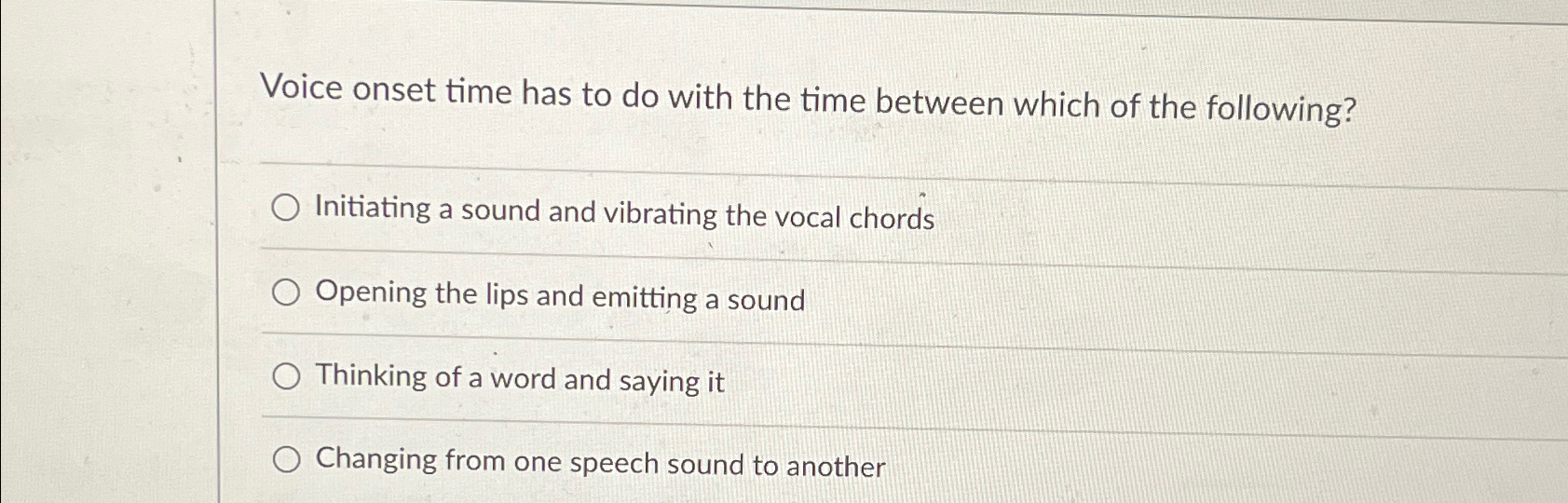 Solved Voice onset time has to do with the time between | Chegg.com