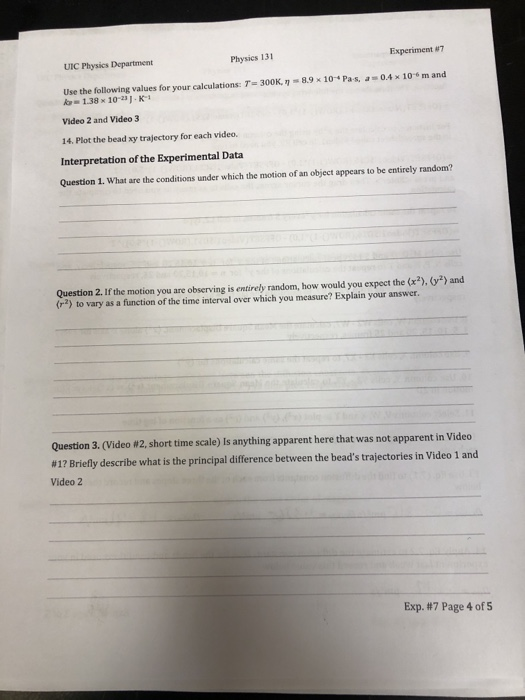 Experiment 7 Physics 131 UIC Physics Department 8.9 x | Chegg.com