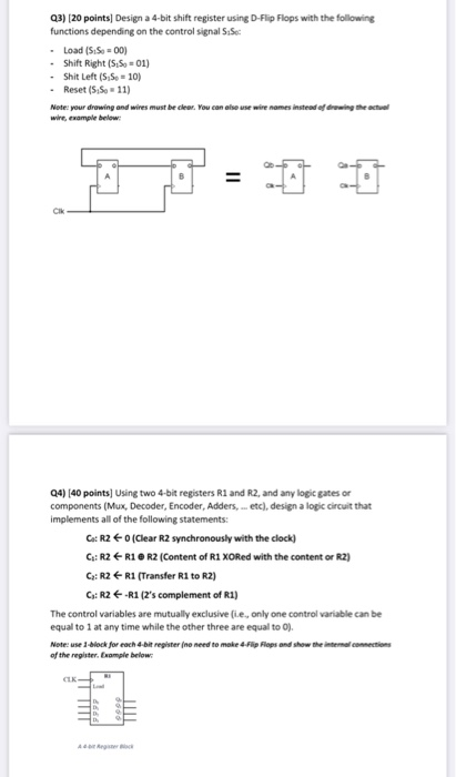 Solved 03) [20 points Design a 4-bit shift register using | Chegg.com