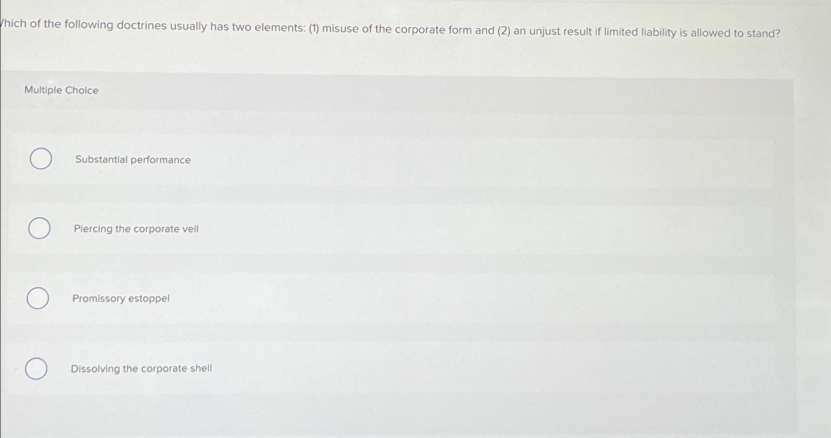 Solved /hich of the following doctrines usually has two | Chegg.com