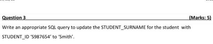 Solved Write an appropriate SQL query to update the | Chegg.com