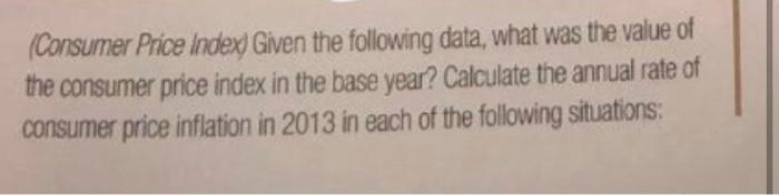 Solved (Consumer Price Index) Given the following data, what | Chegg.com