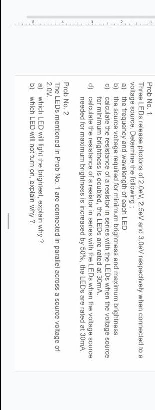 Prob No. 1 Three LEDs release photons of 2.0eV,2.5eV | Chegg.com