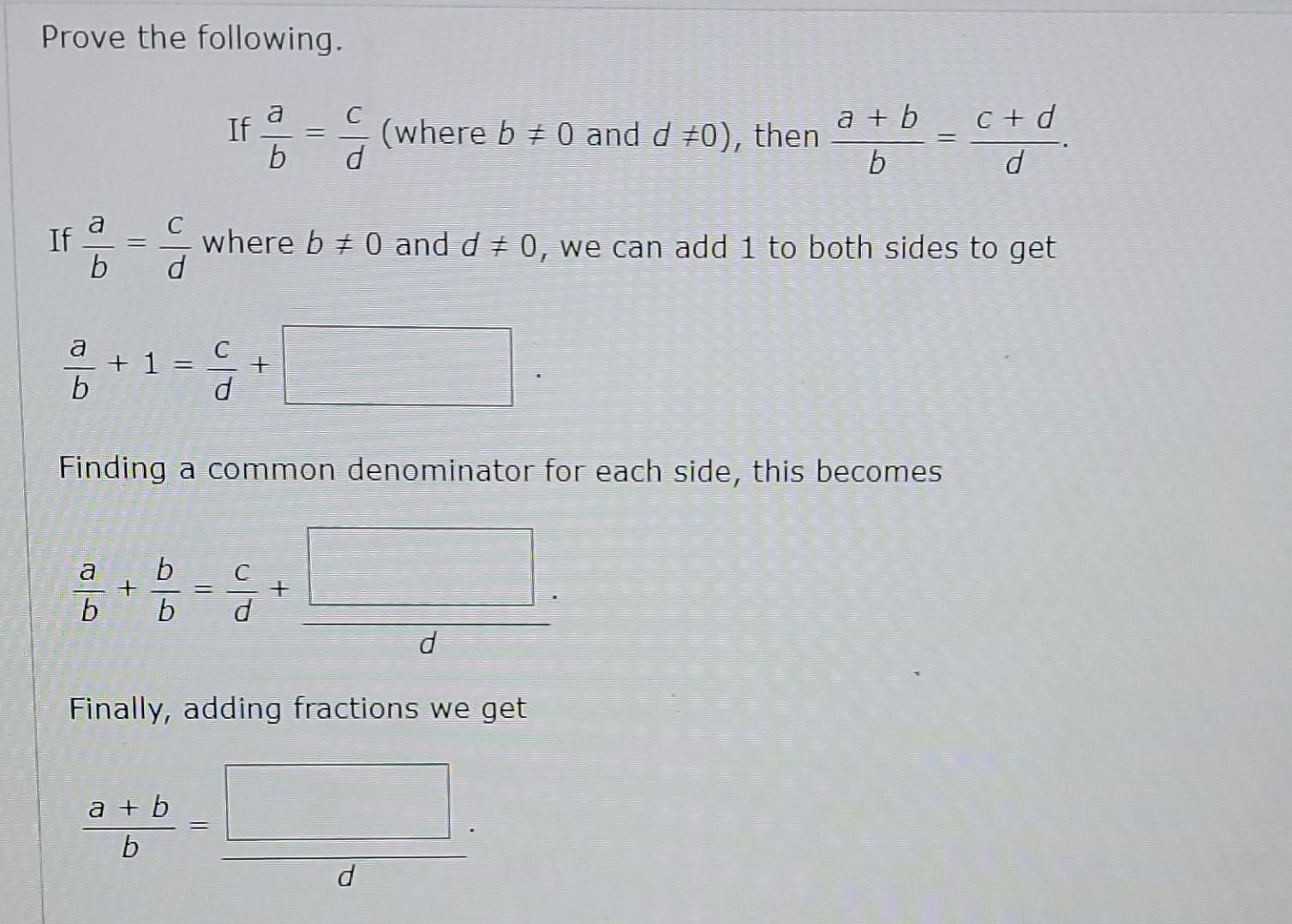 Solved Prove the following. If ba=dc (where b =0 and d =0 ), | Chegg.com