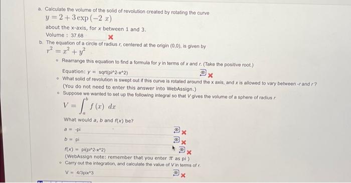 Solved Calculale the volume of the solid of revolution | Chegg.com