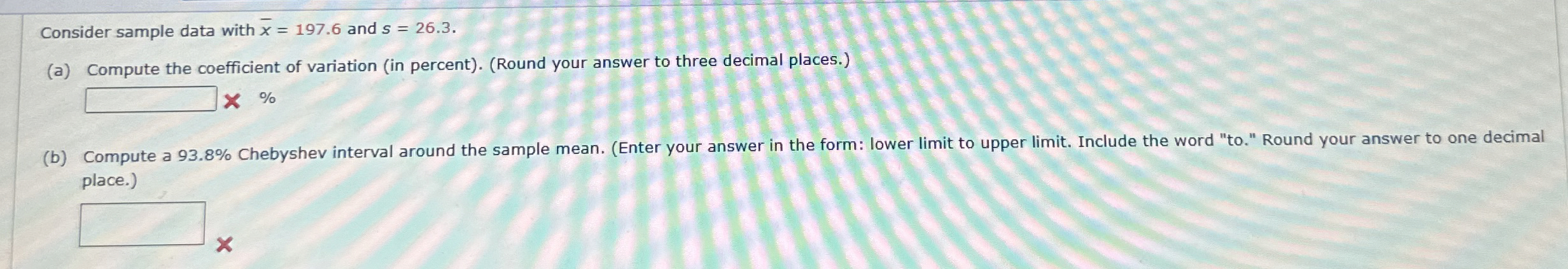 Solved How to solve Consider sample data with x‾=197.6 ﻿and | Chegg.com