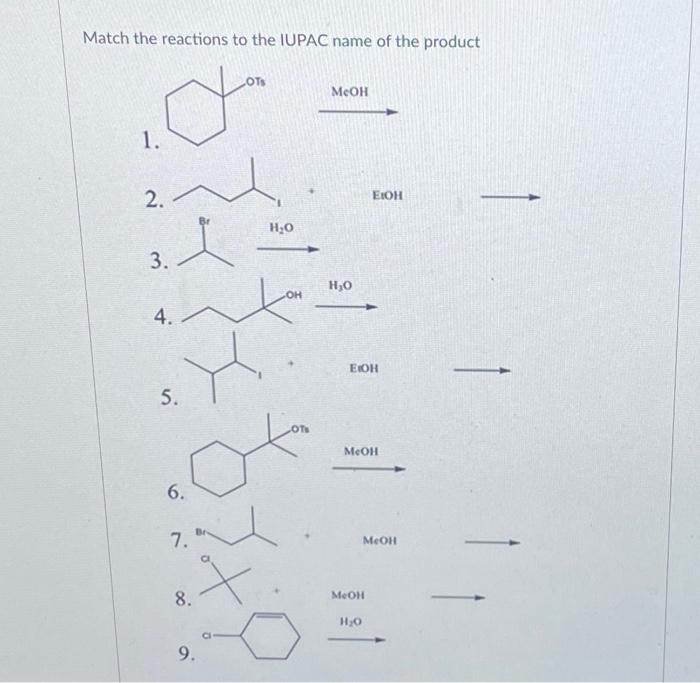 Solved Match the reactions to the IUPAC name of the product | Chegg.com