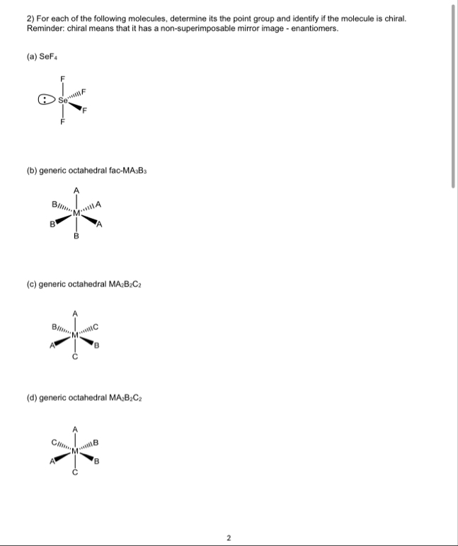 Solved For each of the following molecules, determine its | Chegg.com
