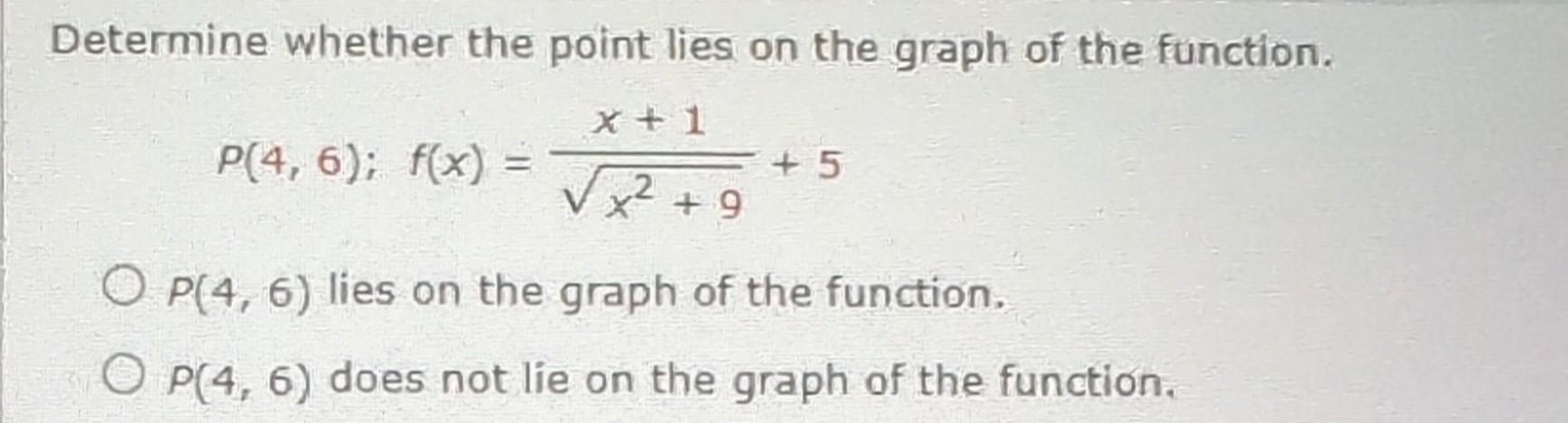 Solved Determine whether the point lies on the graph of the | Chegg.com