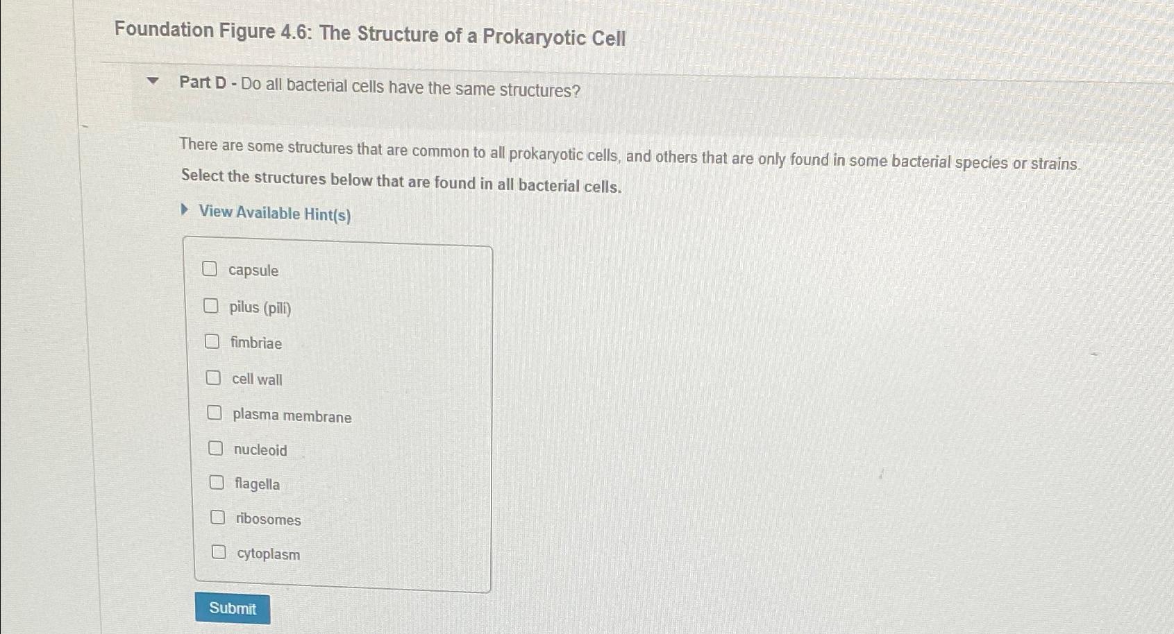 Solved Foundation Figure 4.6: The Structure of a Prokaryotic | Chegg.com