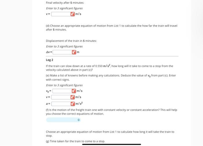 Solved Leg 1 What is the final velocity and position of a | Chegg.com