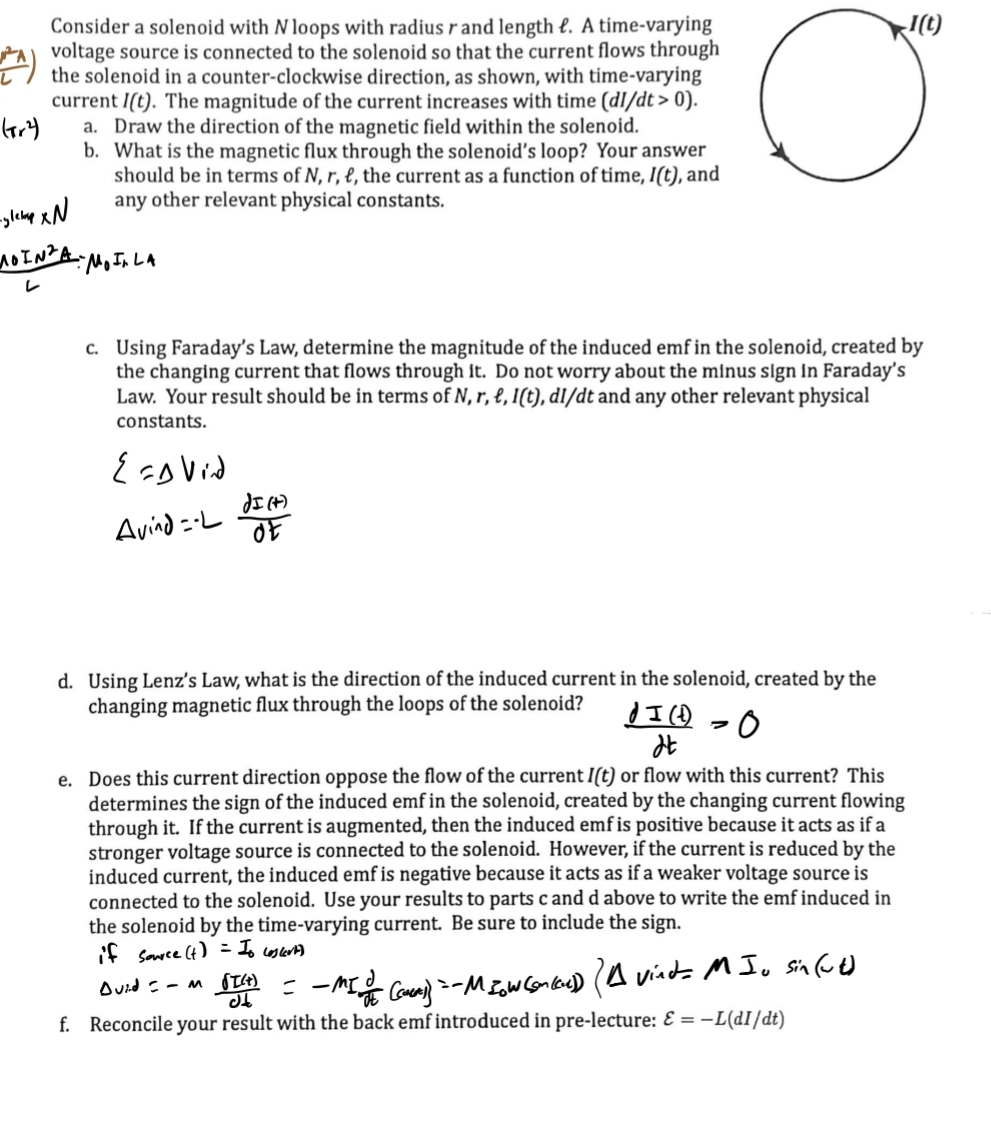 Solved Consider a solenoid with N ﻿loops with radius r ﻿and | Chegg.com