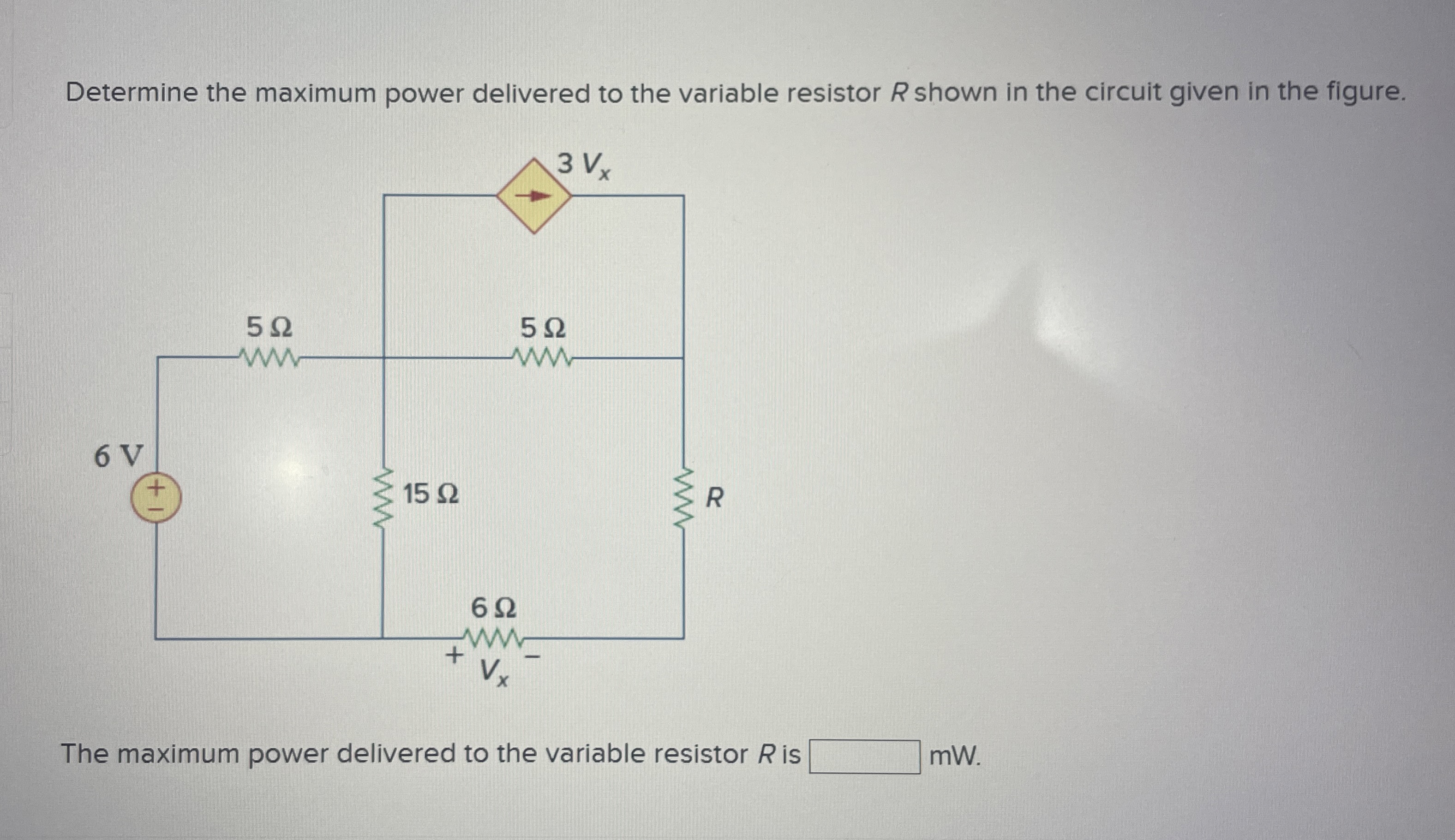 Solved Determine the maximum power delivered to the variable | Chegg.com