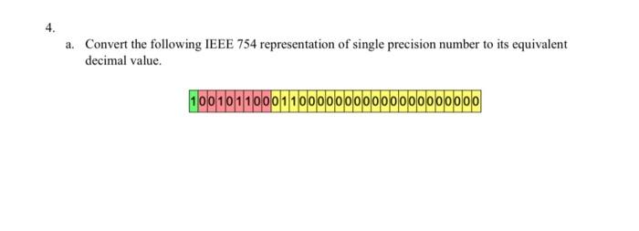 Solved a. Convert the following IEEE 754 representation of | Chegg.com