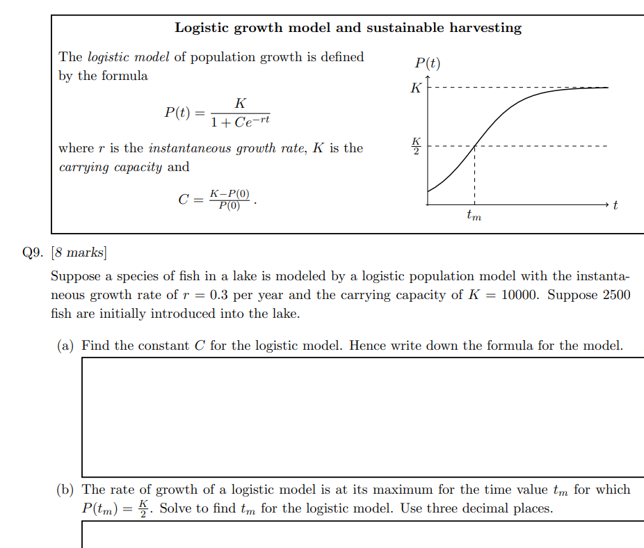 Solved Logistic growth model and sustainable harvestingThe | Chegg.com