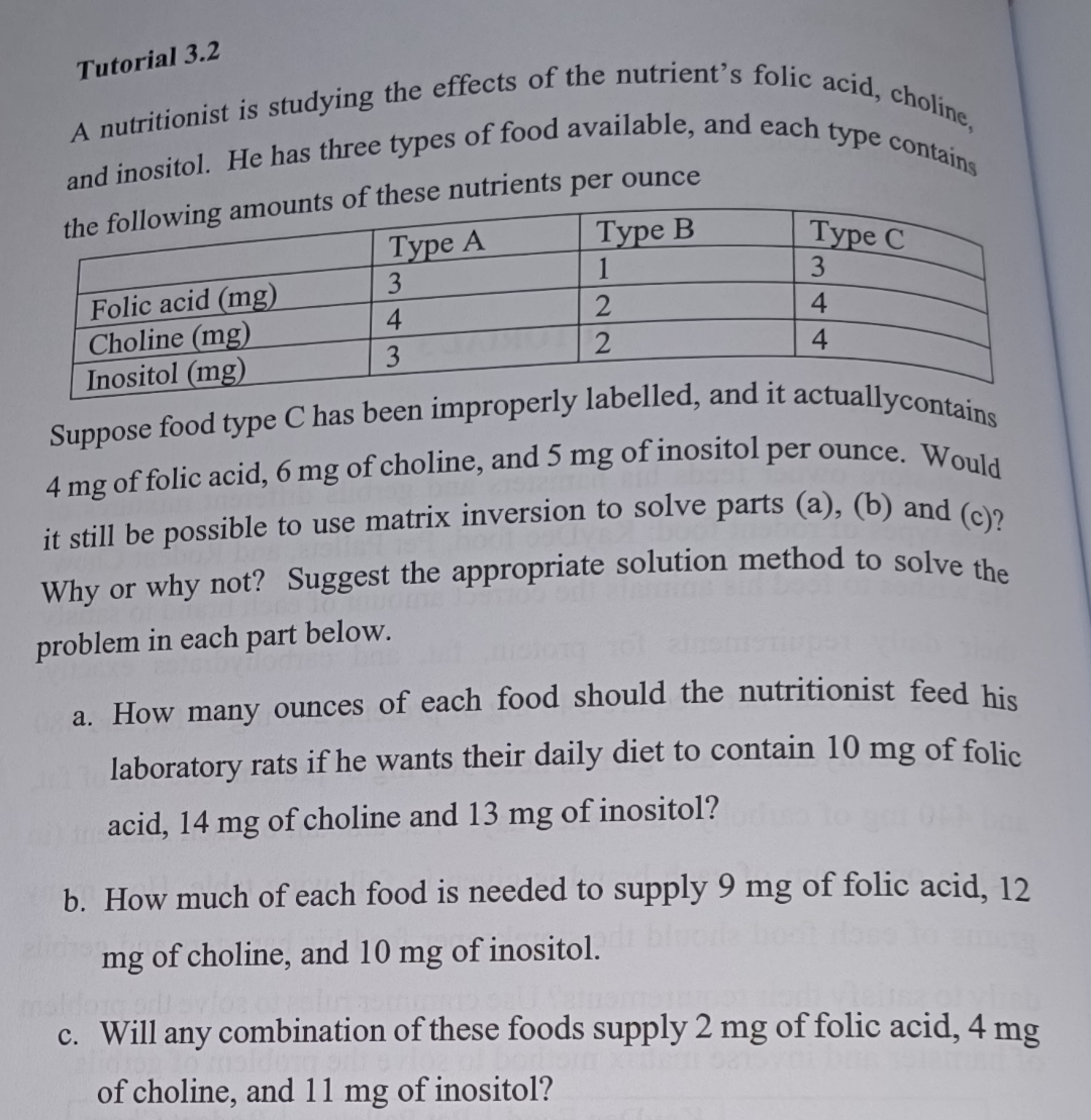Solved Tutorial 3.2A nutritionist is studying the effects of | Chegg.com