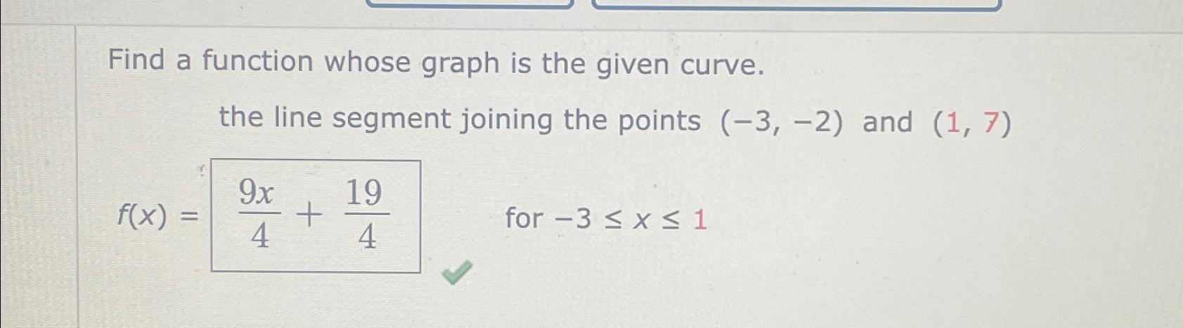 Solved Find a function whose graph is the given curve.the | Chegg.com