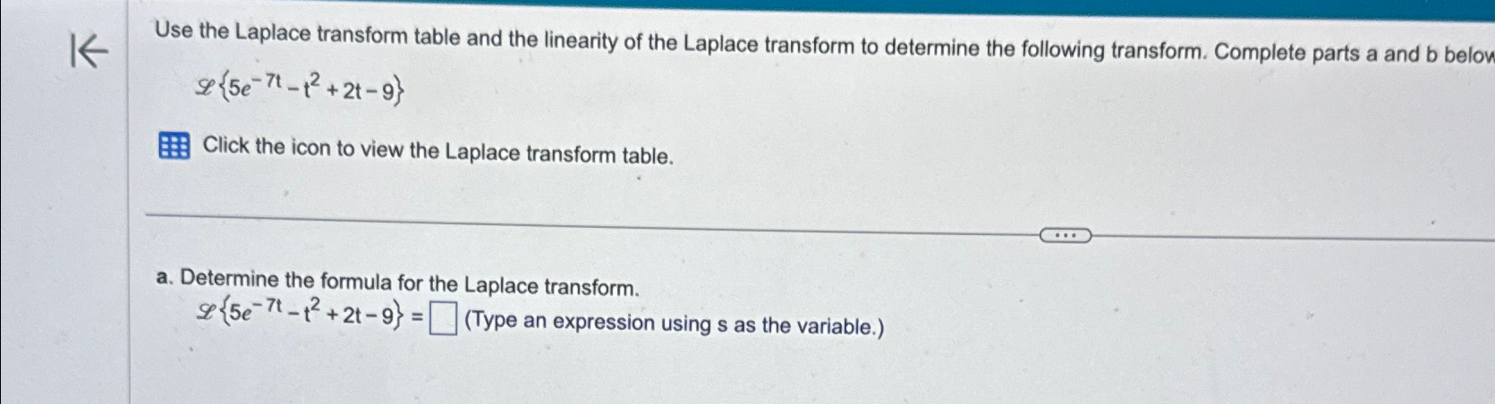 Solved Use the Laplace transform table and the linearity of | Chegg.com