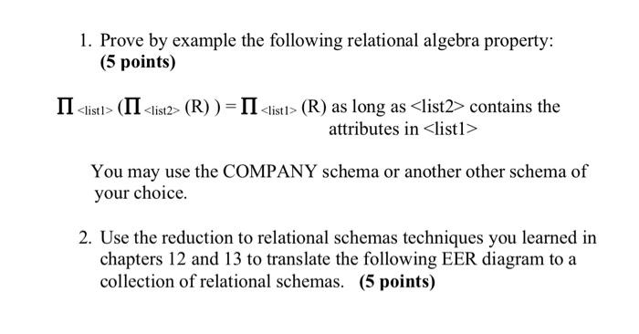 Solved 1. Prove by example the following relational algebra | Chegg.com
