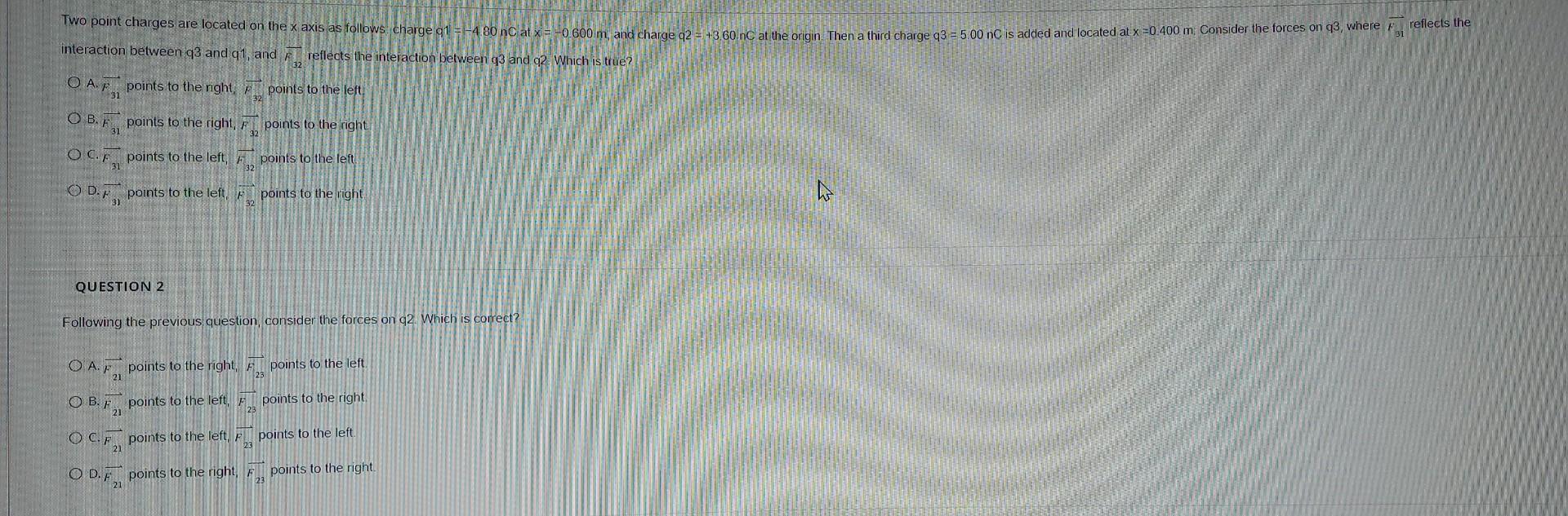 Solved interaction between q3 and q1, and F121 reflects the | Chegg.com