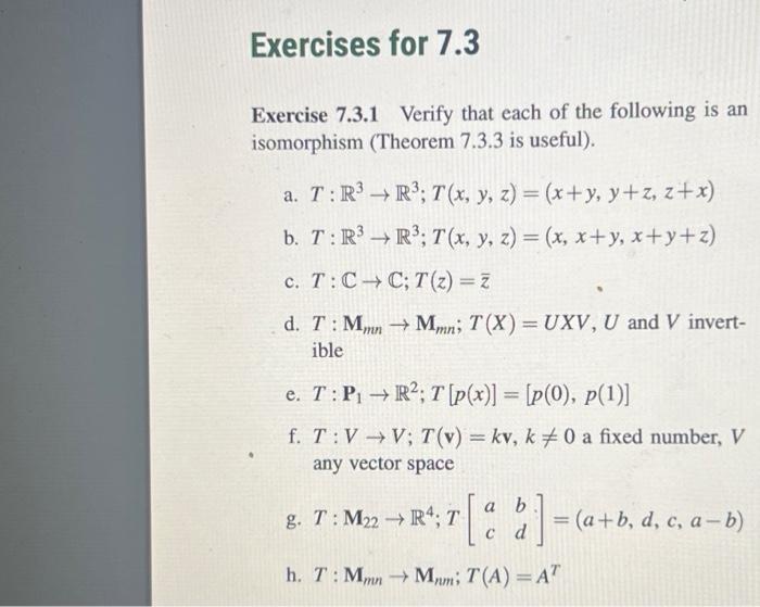 Solved Exercise 7.3.1 Verify that each of the following is | Chegg.com