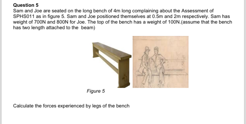 Solved Question 5Sam and Joe are seated on the long bench of | Chegg.com