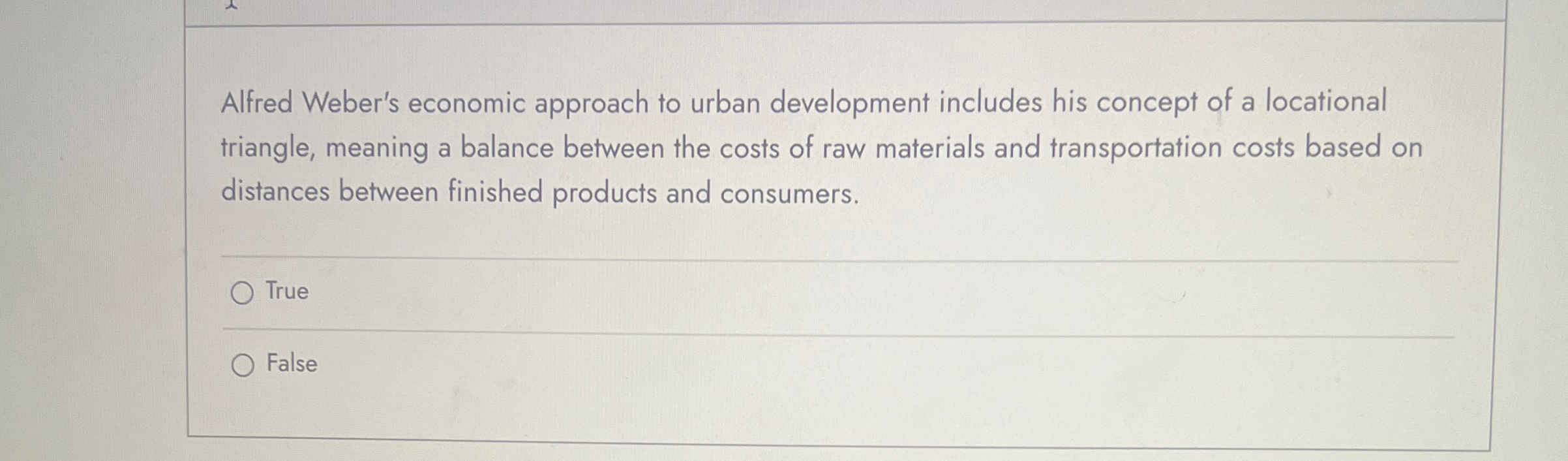 Solved Alfred Weber's economic approach to urban development | Chegg.com