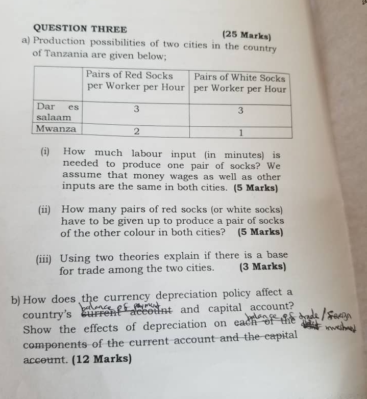 Solved QUESTION THREE(25 ﻿Marks)a) ﻿Production possibilities | Chegg.com
