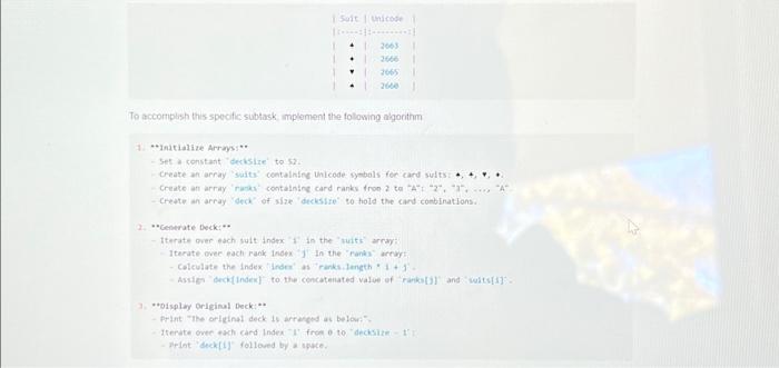 Solved Subtask A: Create A Deck of Cards Define tree argays | Chegg.com