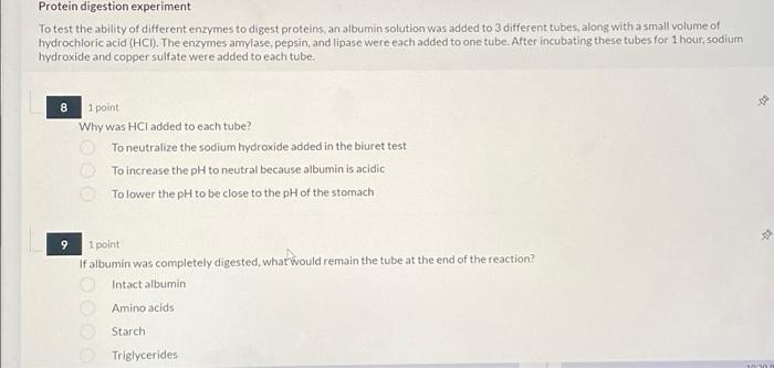 Solved Protein digestion experiment To test the ability of | Chegg.com