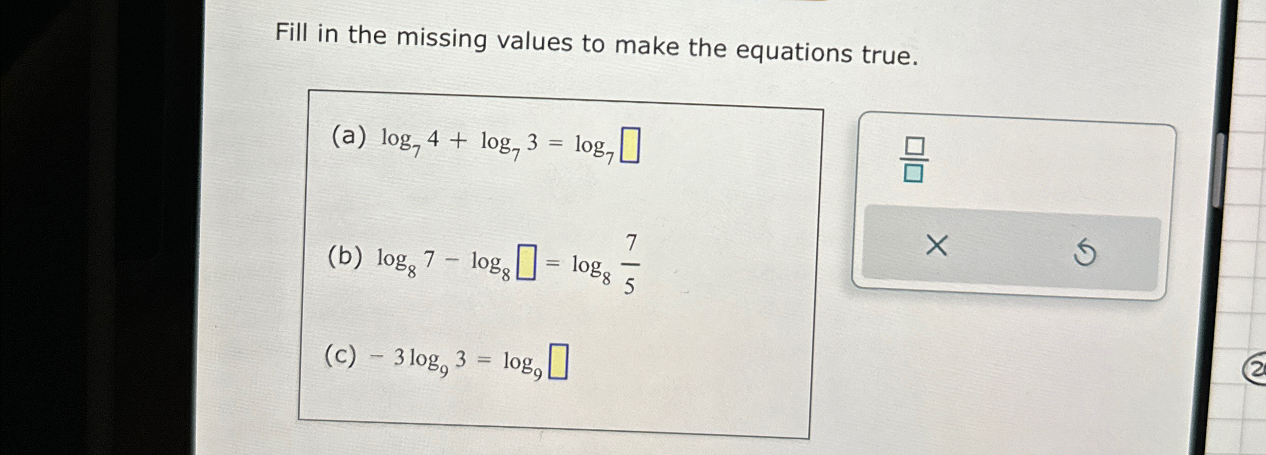 Solved Fill in the missing values to make the equations | Chegg.com