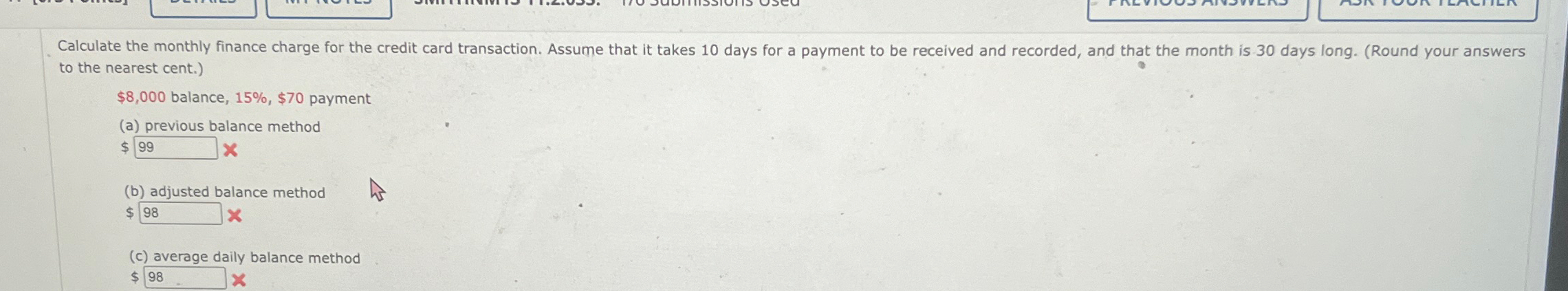 Calculate the monthly finance charge for the credit | Chegg.com