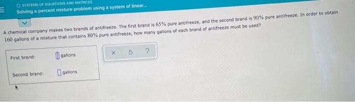 Solved SYSTEMS OF EQUATIONS AND MATICES Solving a percent | Chegg.com