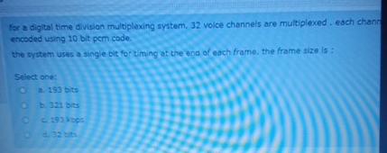 Solved Isr a digital time division multiplexing system, 32 | Chegg.com