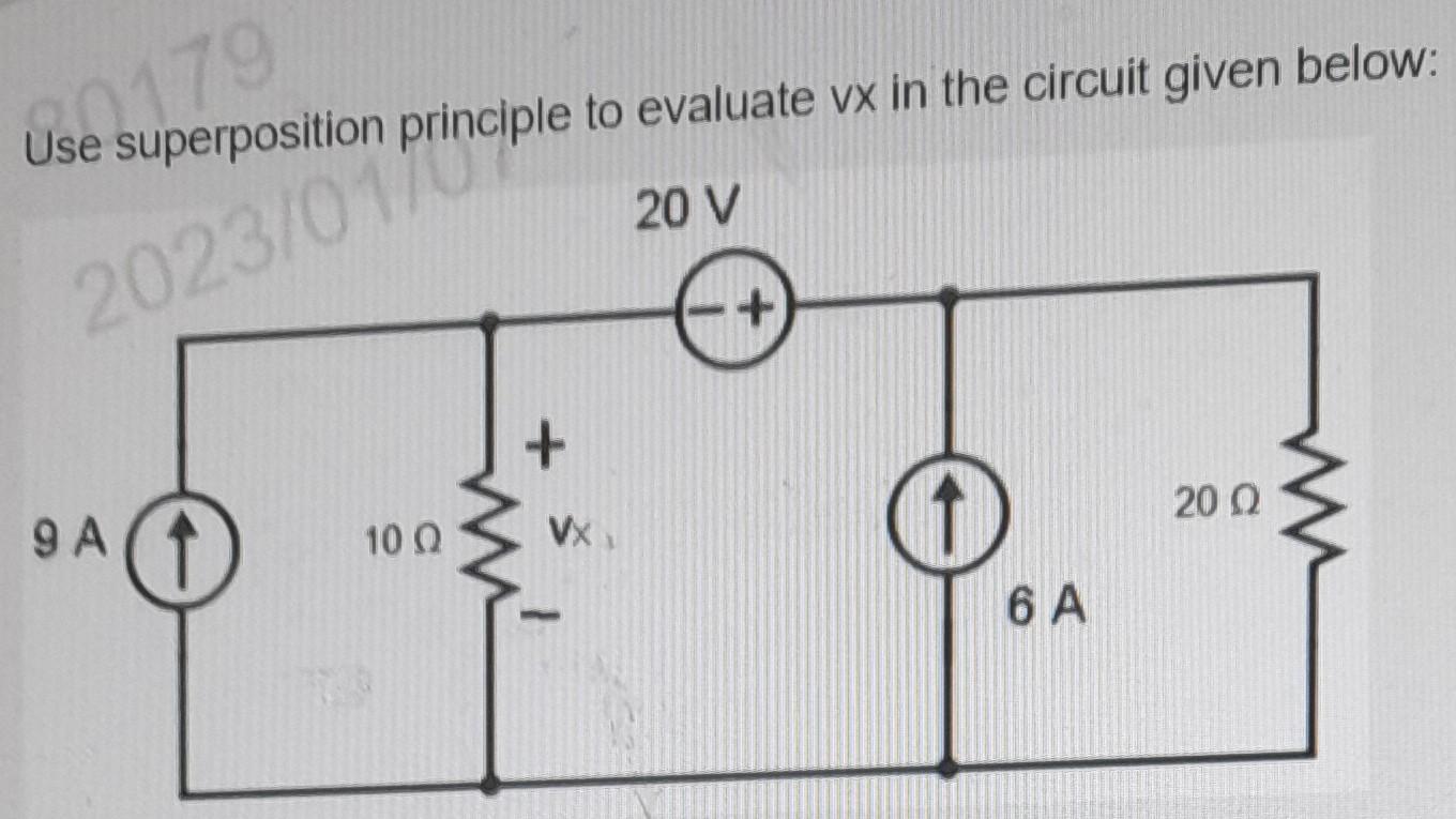 Solved Use superposition principle to evaluate vx in the | Chegg.com