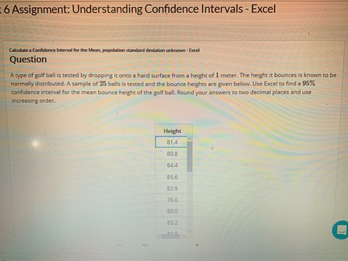 Solved - 6 Assignment: Understanding Confidence Intervals - | Chegg.com