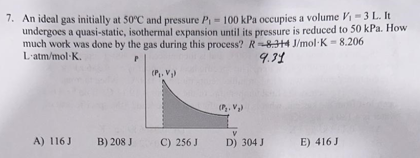 Solved An ideal gas initially at 50°C ﻿and pressure | Chegg.com