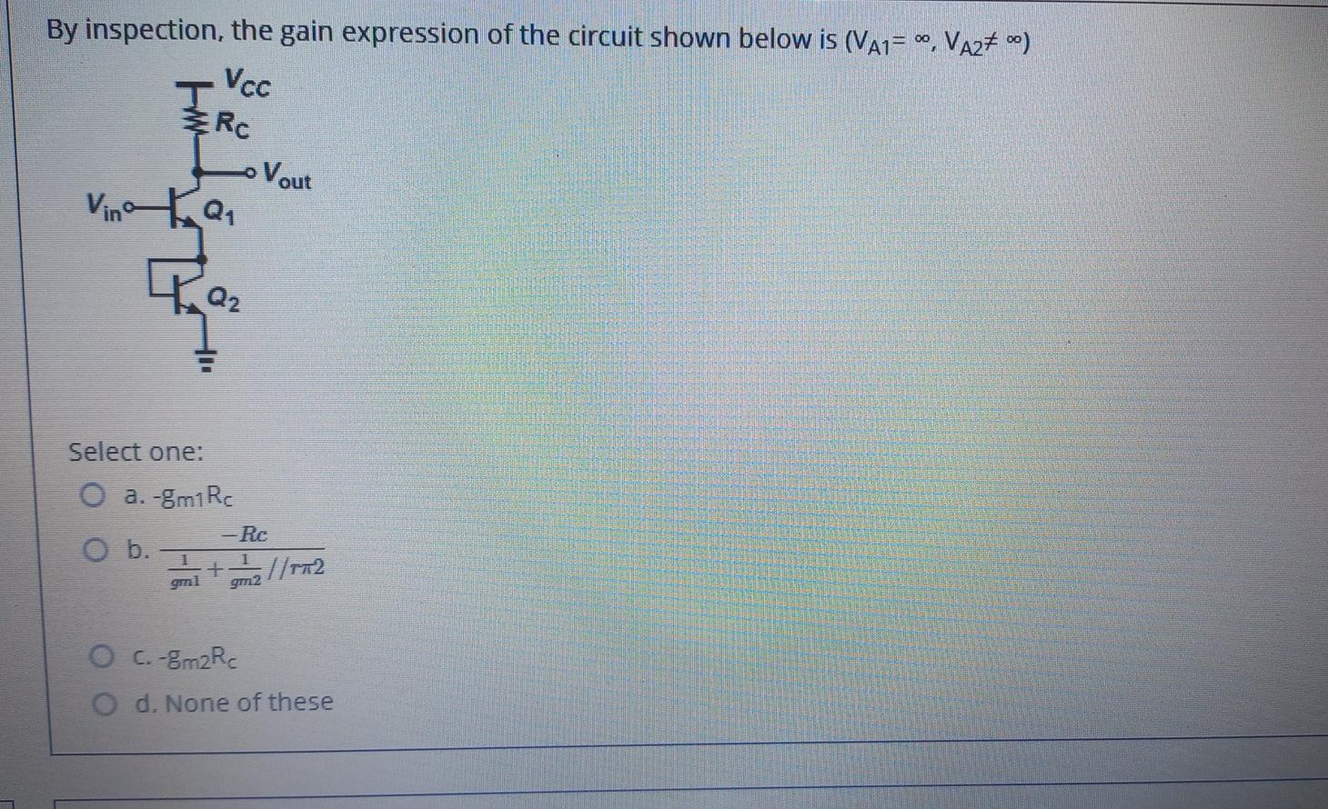 Solved The transconductance gm of a bipolar transistor | Chegg.com
