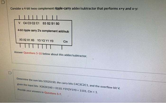 Solved Consider a 4-bit twos complement ripple-carry | Chegg.com