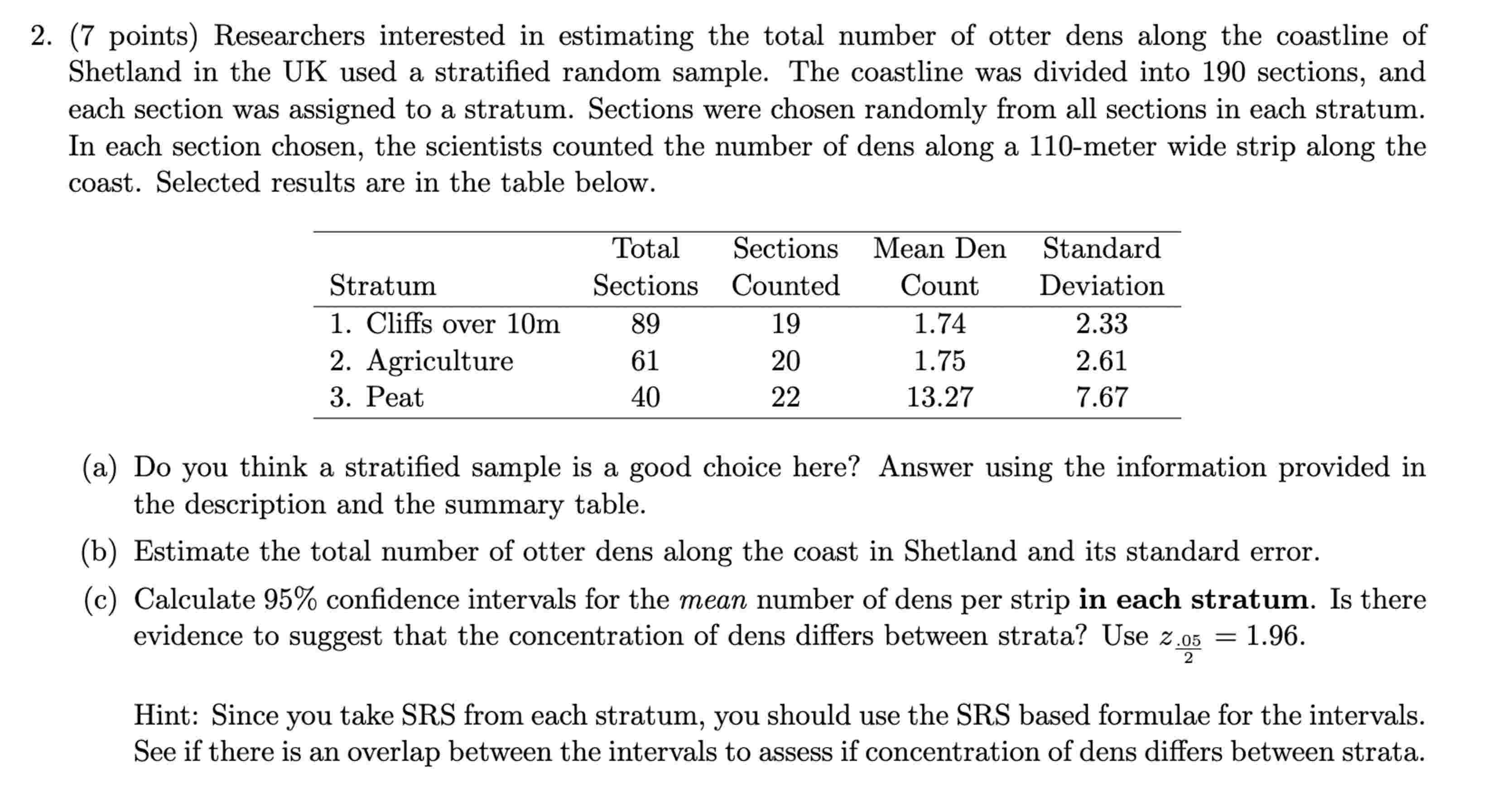 Solved 2. (7 ﻿points) ﻿Researchers interested in estimating | Chegg.com