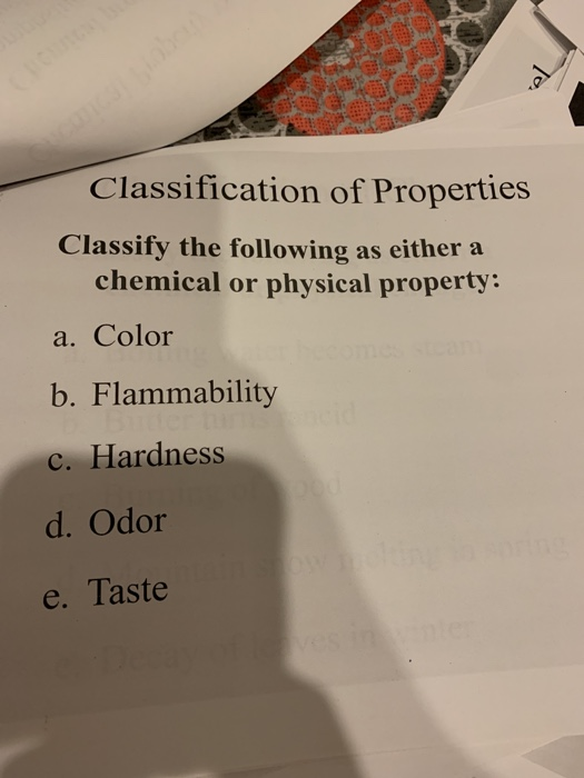 Solved Classification of Properties Classify the following | Chegg.com