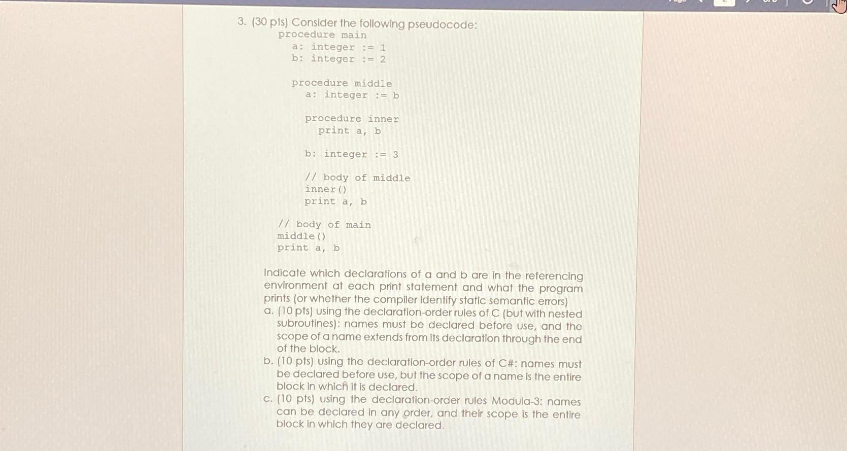 Solved (30 ﻿pts) ﻿Consider the following | Chegg.com