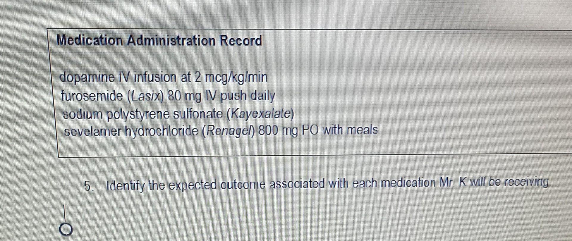 Solved Medication Administration Record dopamine IV infusion | Chegg.com