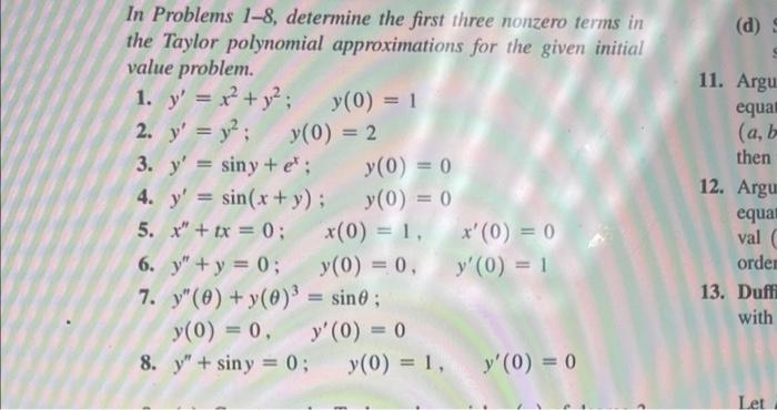 Solved In Problems 1−8, determine the first three nonzero | Chegg.com