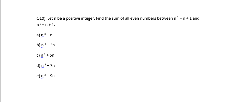 Q10) ﻿Let n ﻿be a positive integer. Find the sum of | Chegg.com