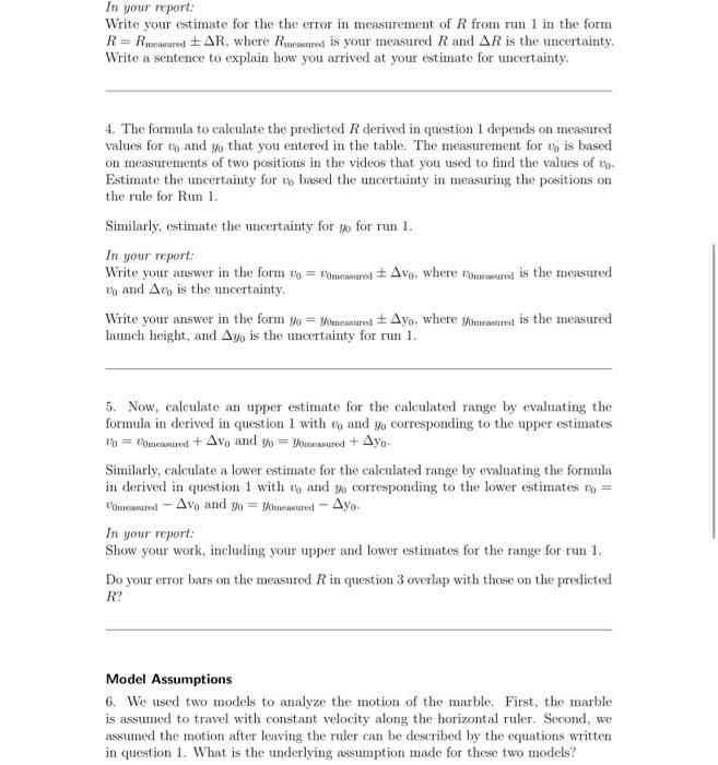 Solved Projectile Launch Analysis Answer the following on | Chegg.com