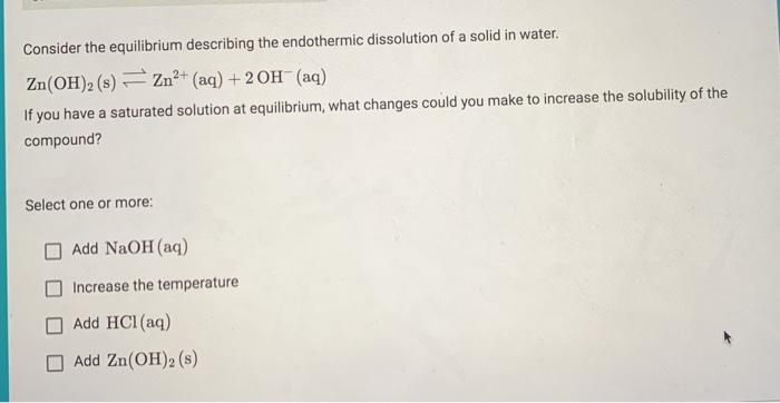 Solved Consider the equilibrium describing the endothermic | Chegg.com
