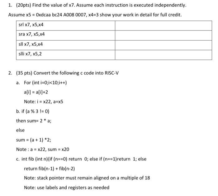 Solved 1. (20pts) Find the value of x7. Assume each | Chegg.com