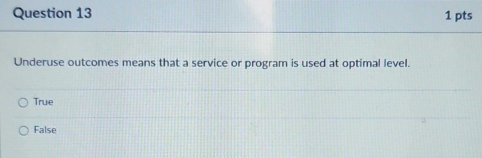 Solved Underuse outcomes means that a service or program is | Chegg.com